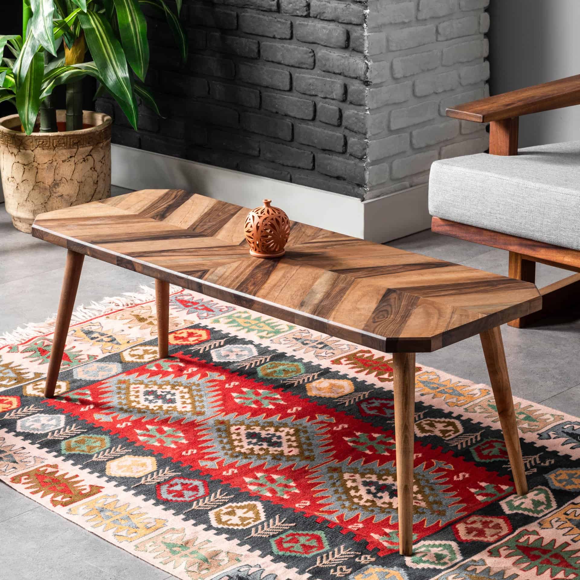 Herringbone Walnut Coffee Table – Halohope Design
